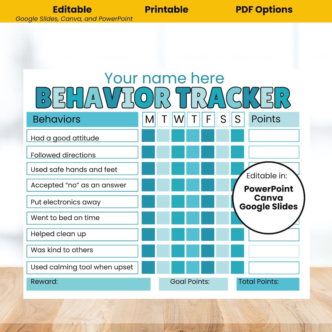 Editable Kids Behavior Chart: Reward Tracker (digital Download) - Etsy
