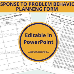 Problem Behavior Planning Form: Classroom Management (PDF & PPT) - Etsy