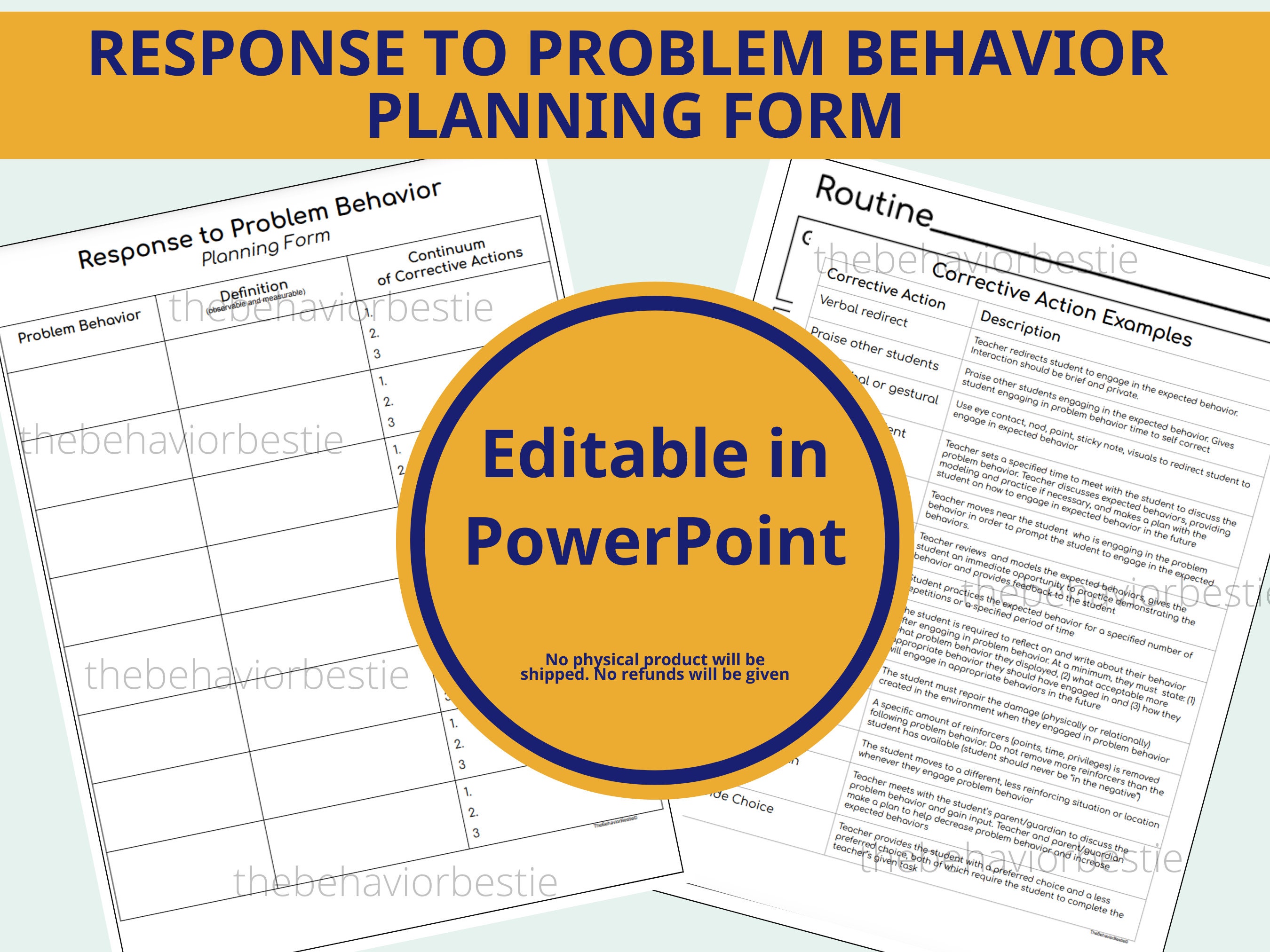 Problem Behavior Planning Form: Classroom Management (PDF & PPT) - Etsy
