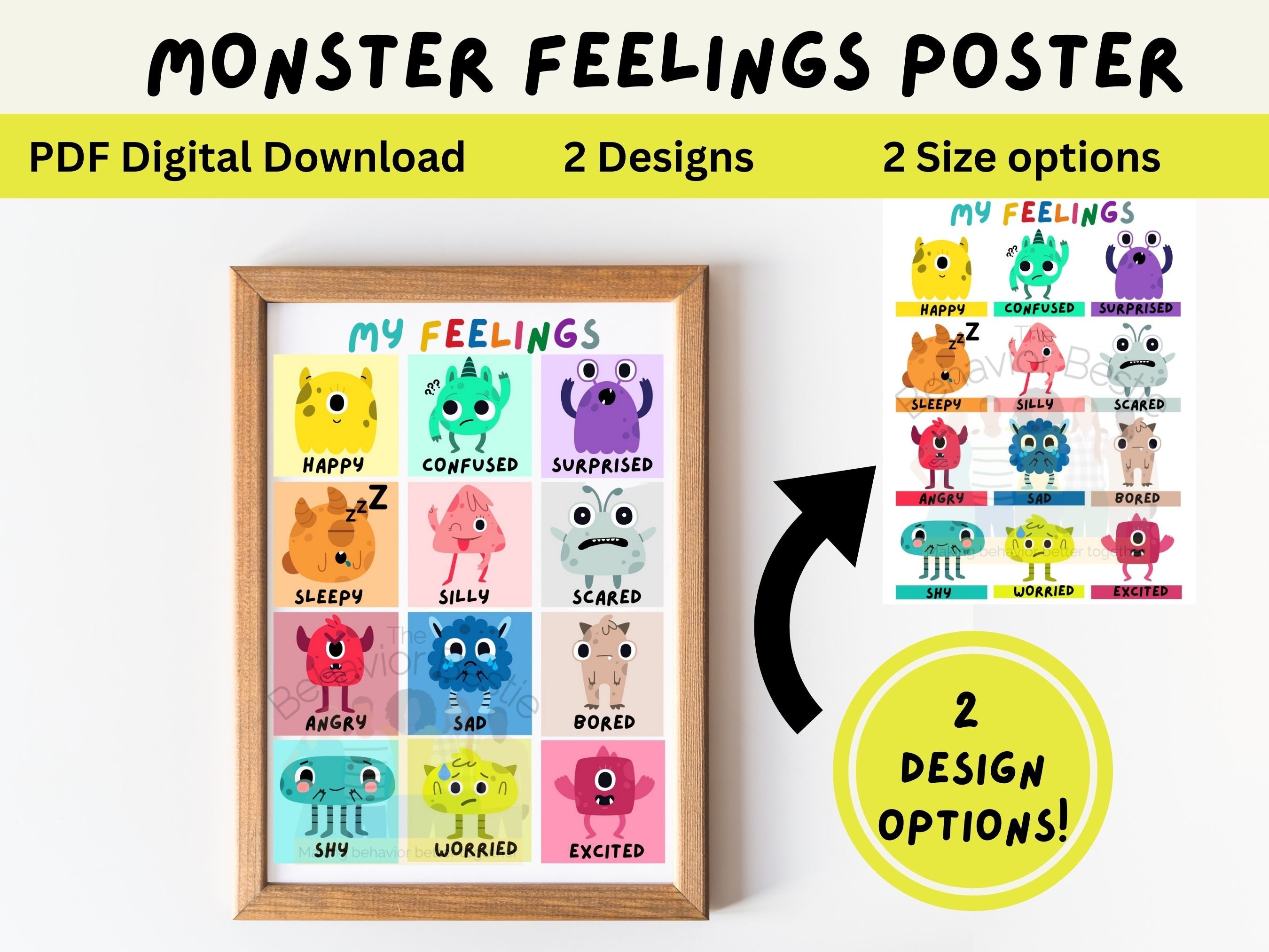 Cute Monster Feelings Chart Printable Emotions Chart Cute - Etsy Israel