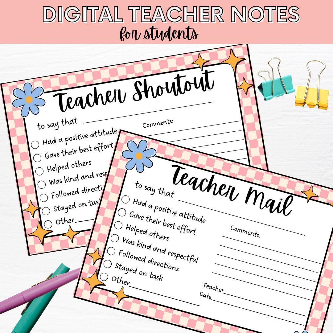 Retro Teacher Mail Cards: Positive Notes Home (PDF) - Etsy