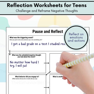 Reflection Worksheet for Teens, CBT Worksheet, Challenge Negative ...