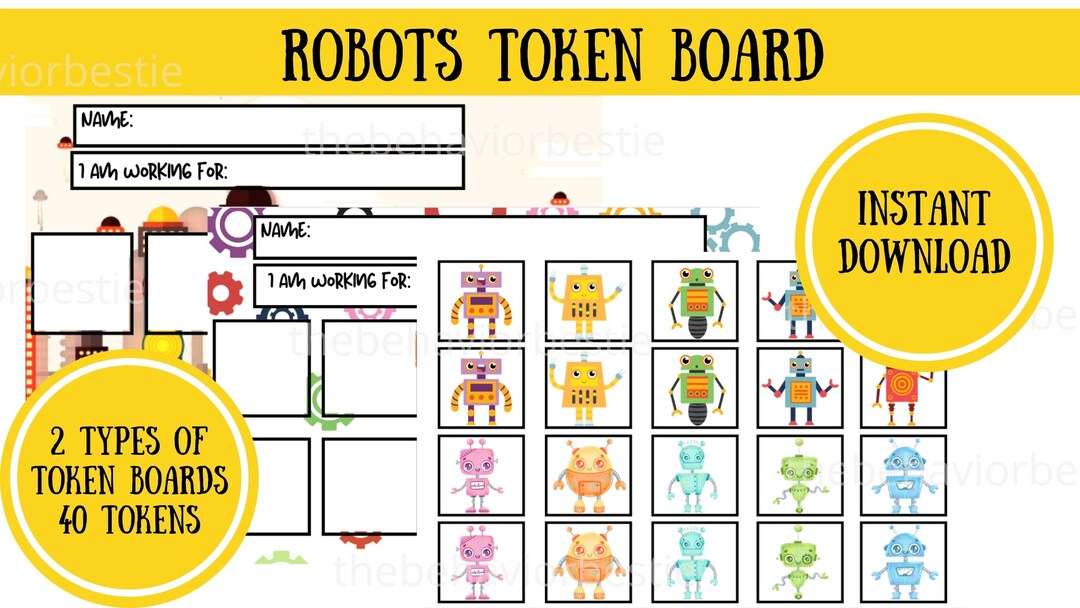 Cute Robots Token Board/digital Reward Chart/instant Download - Etsy