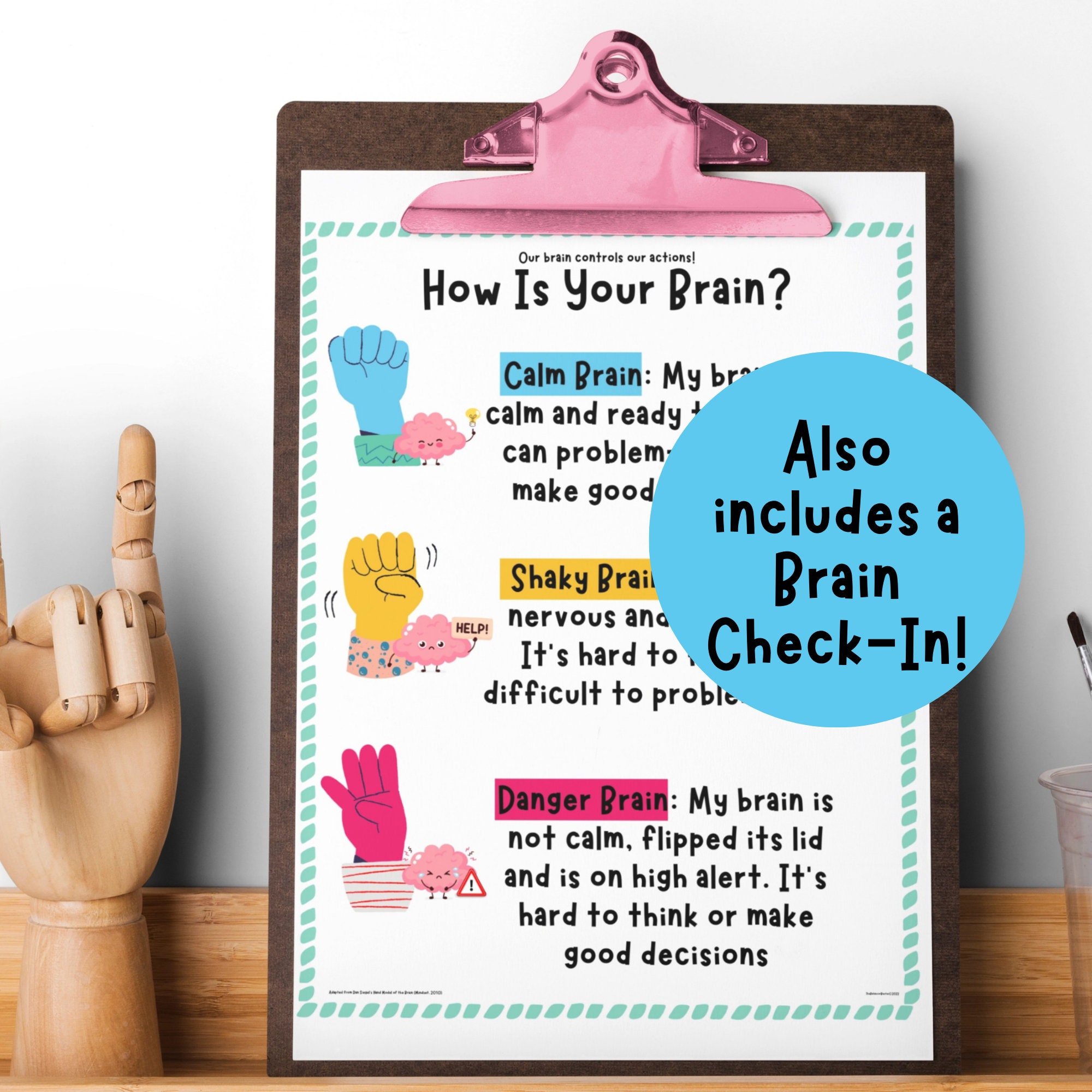 Emotional Regulation Brain Poster, Flip Your Lid Hand Model of Brain ...