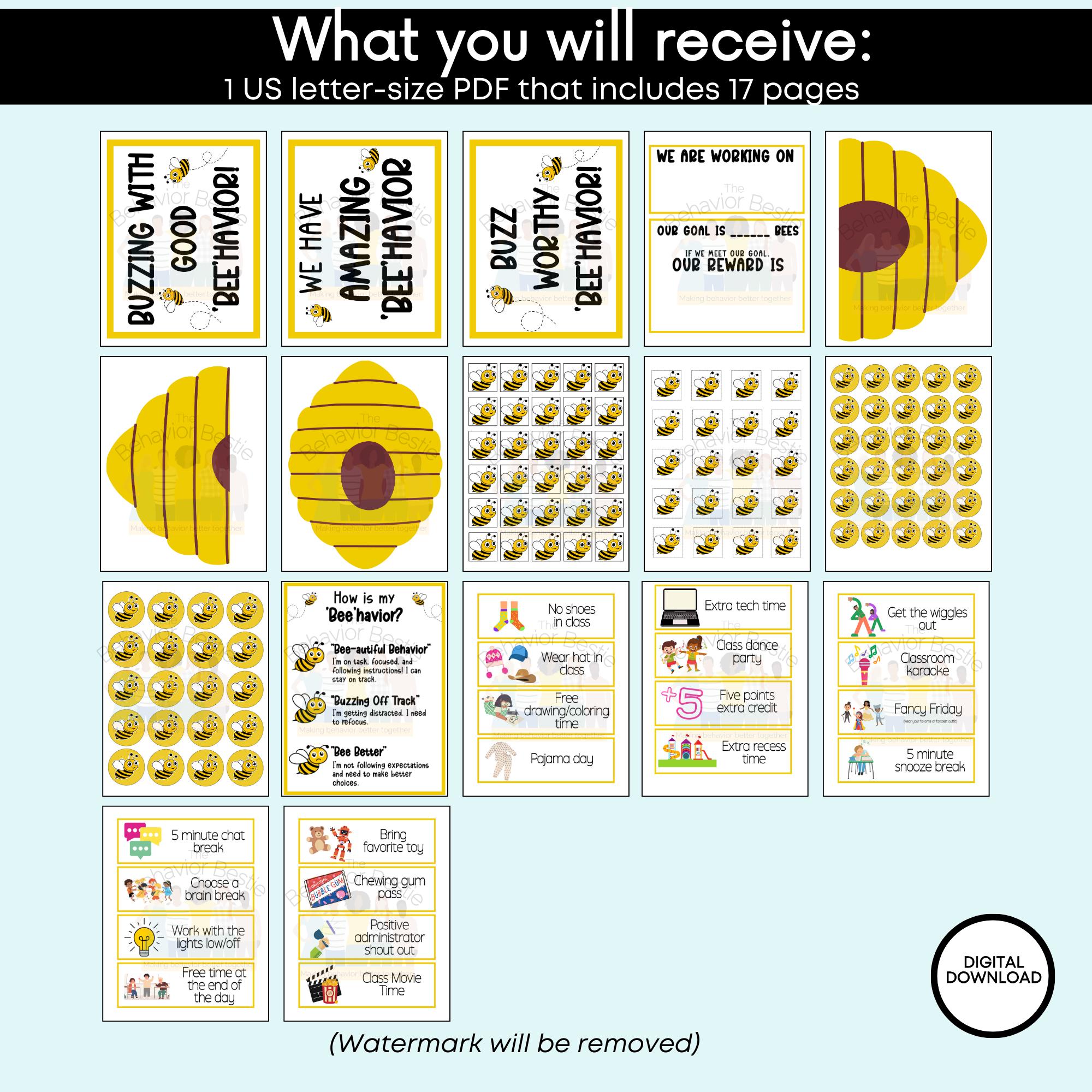 Bee Classroom Reward System: Behavior Management Decor (digital ...