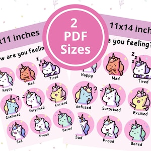 Unicorn Feelings Chart | Printable Emotions Chart | Unicorn Emotions ...