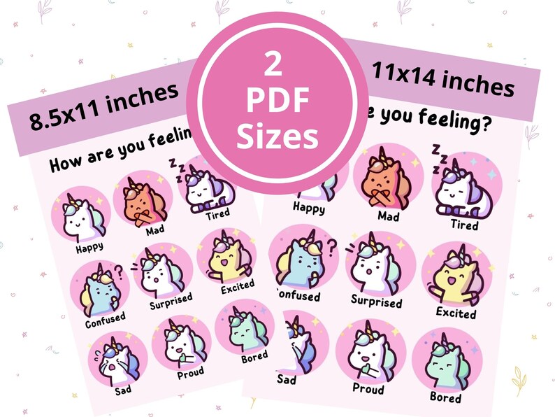 Unicorn Feelings Chart: Educational Emotions Print (digital Download ...