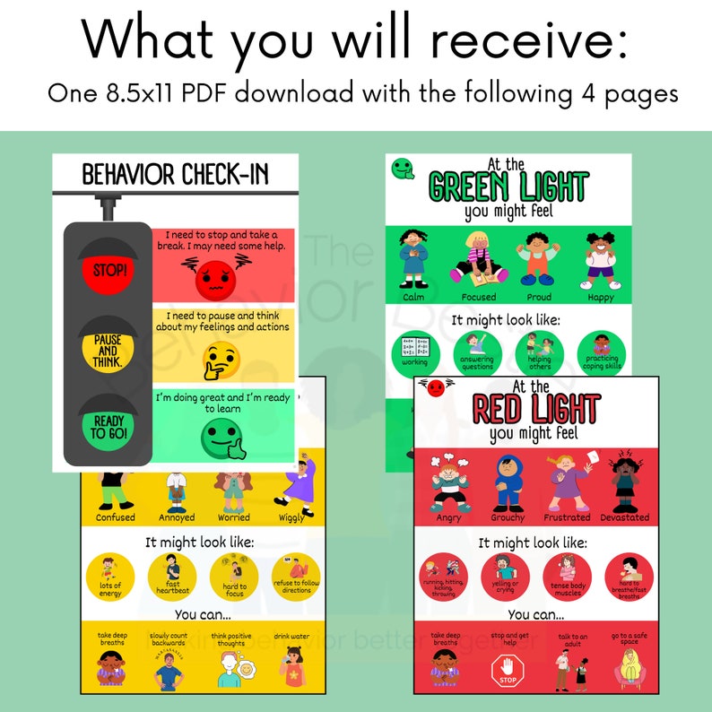 Traffic Signal Behavior Check-in: Kids Coping Skills (digital Download ...