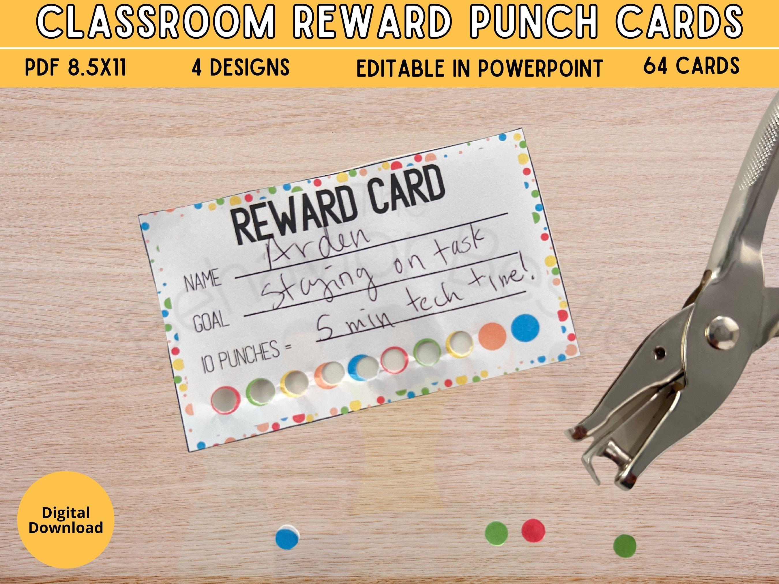 Editable Classroom Reward Punch Card: Positive Behavior (digital ...