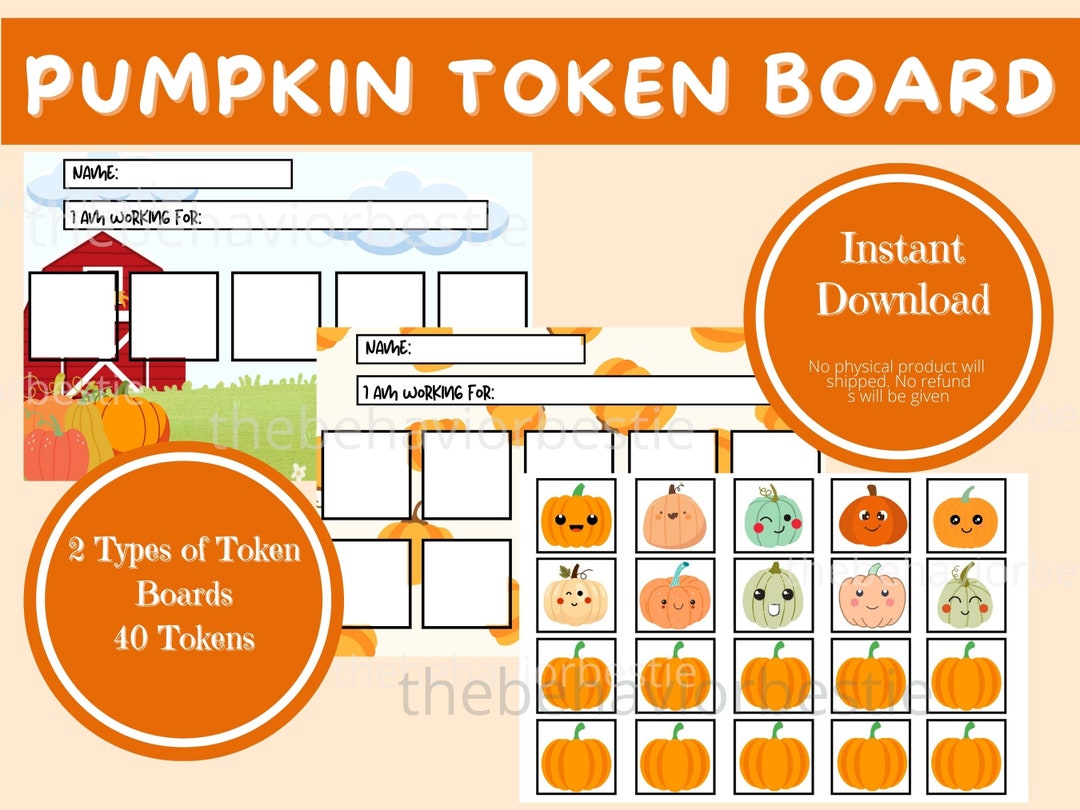 Pumpkin Token Board | Digital Reward Chart | Fall Themed Token Board ...