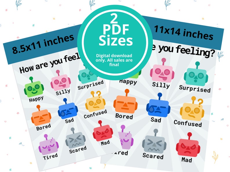 Robots Feelings Chart | Printable Emotions Chart | Robot Emotions Chart ...