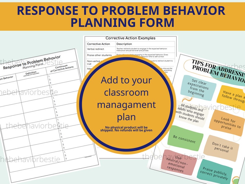 Problem Behavior Planning Form: Classroom Management (PDF & PPT) - Etsy