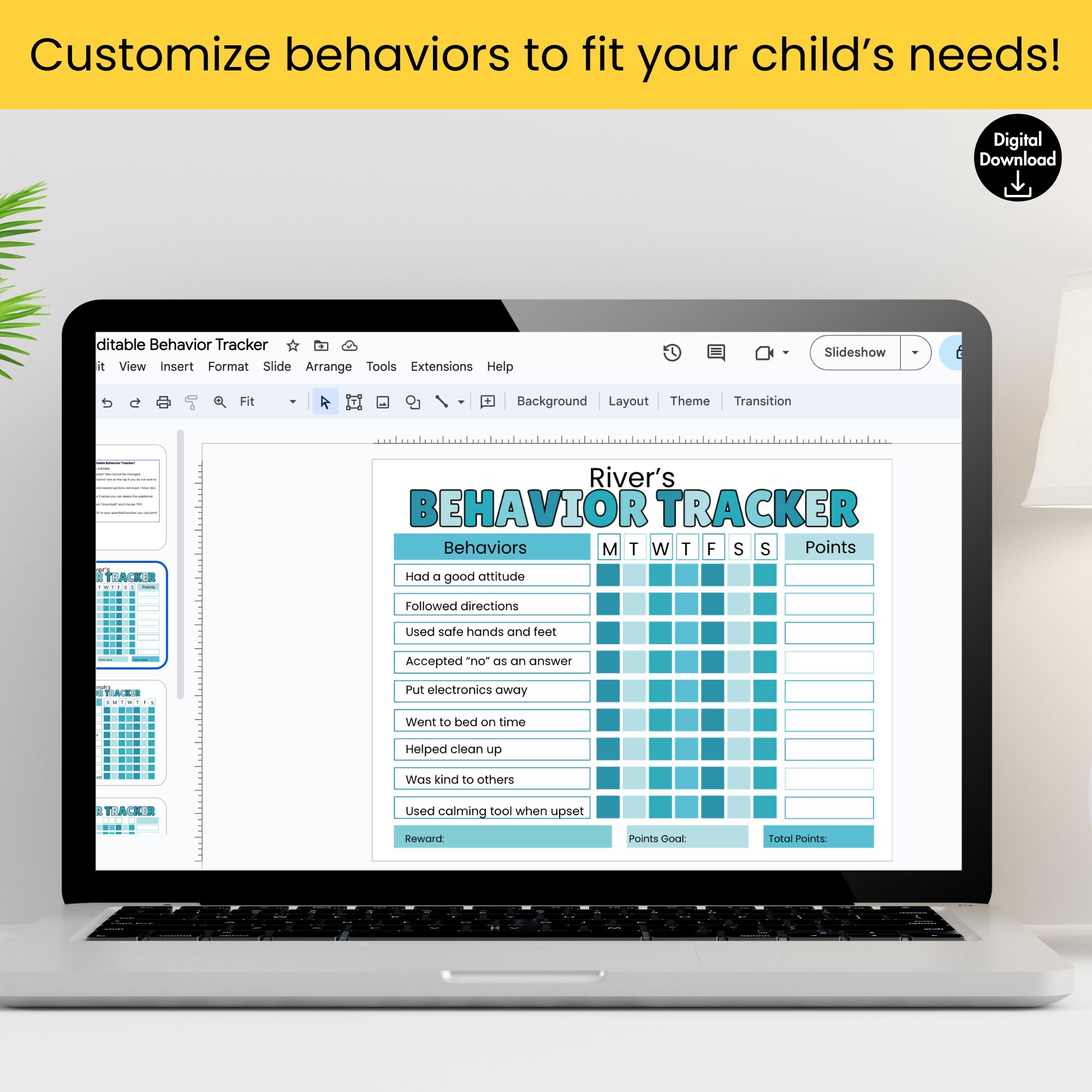 Editable Kids Behavior Chart: Reward Tracker (digital Download) - Etsy