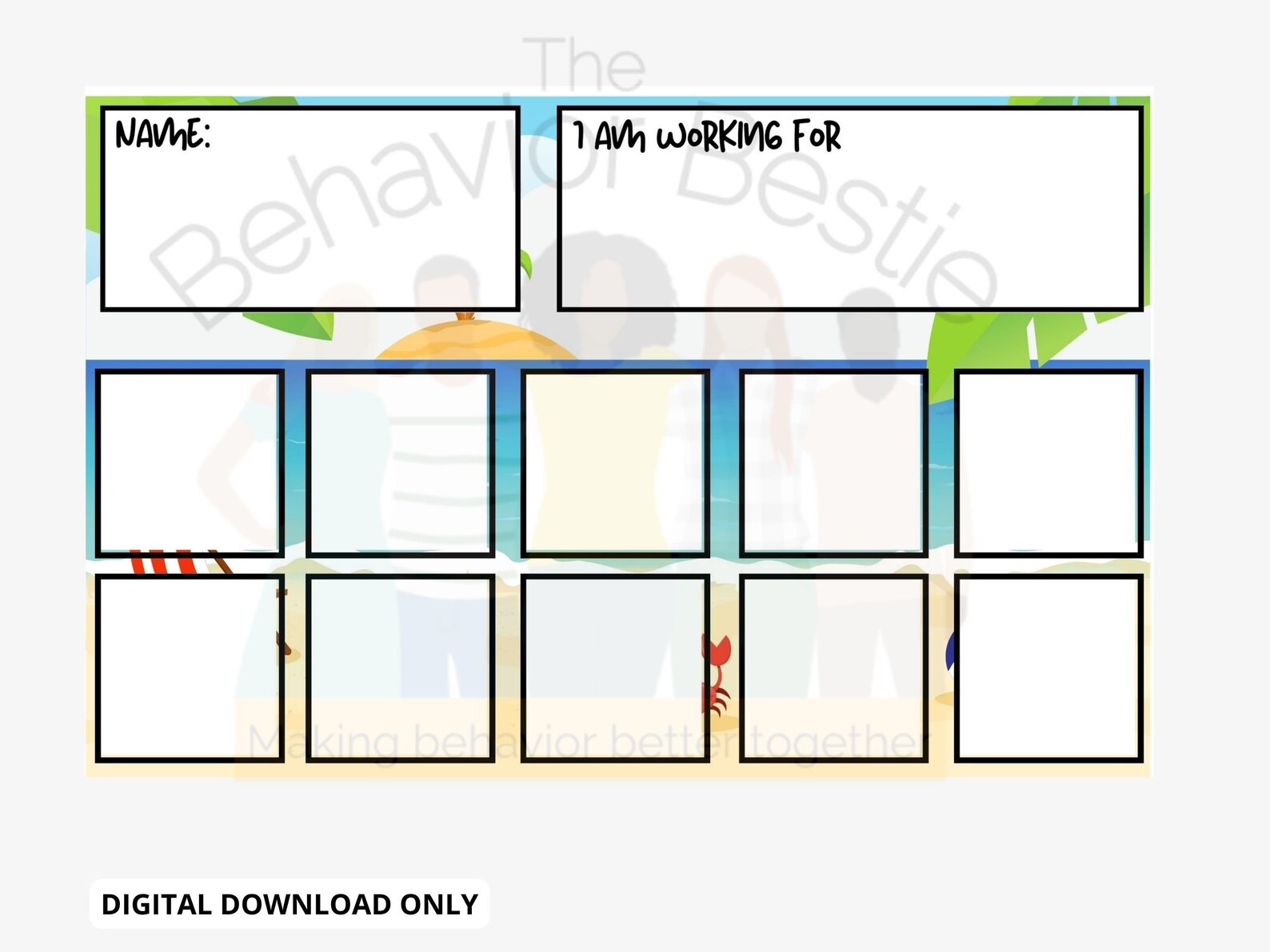 Printable Beach Themed Reward Token Chart Summer Sticker Chart Summer ...