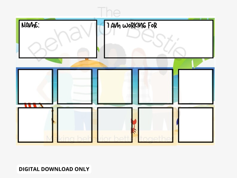 Printable Beach Themed Reward Token Chart Summer Sticker Chart Summer ...