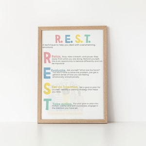 REST Technique Print: Calming DBT Skill, Counselor Decor (digital ...