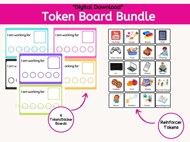 Digital Token Board Bundle Sticker Chart Bundle Behavior - Etsy