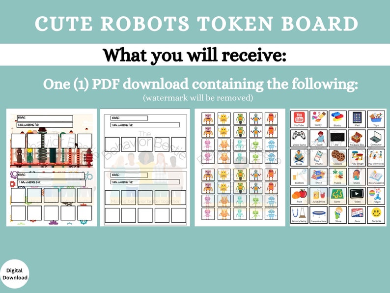 Cute Robots Token Board/digital Reward Chart/instant Download Token ...