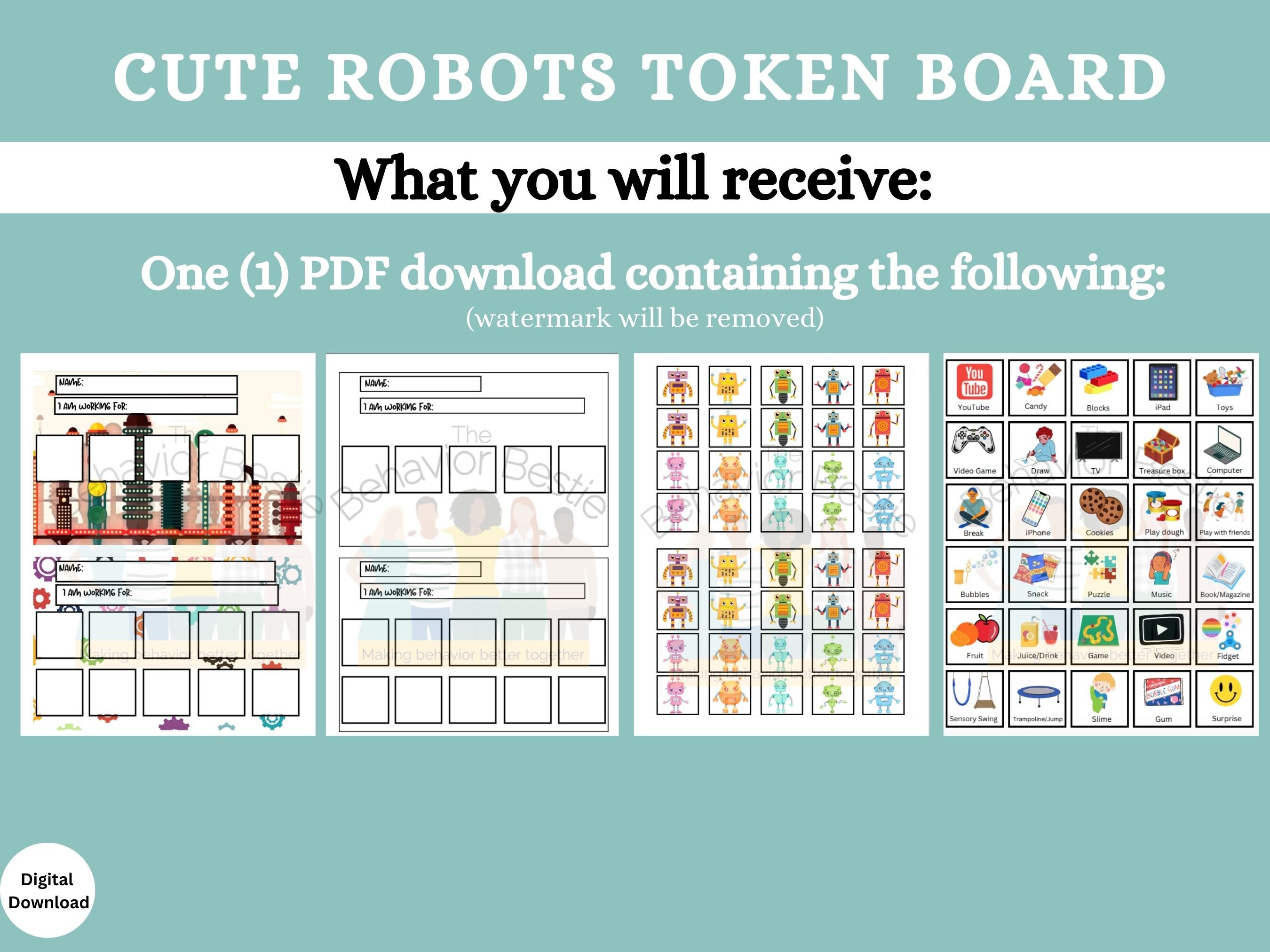 Cute Robots Token Board/digital Reward Chart/instant Download Token ...