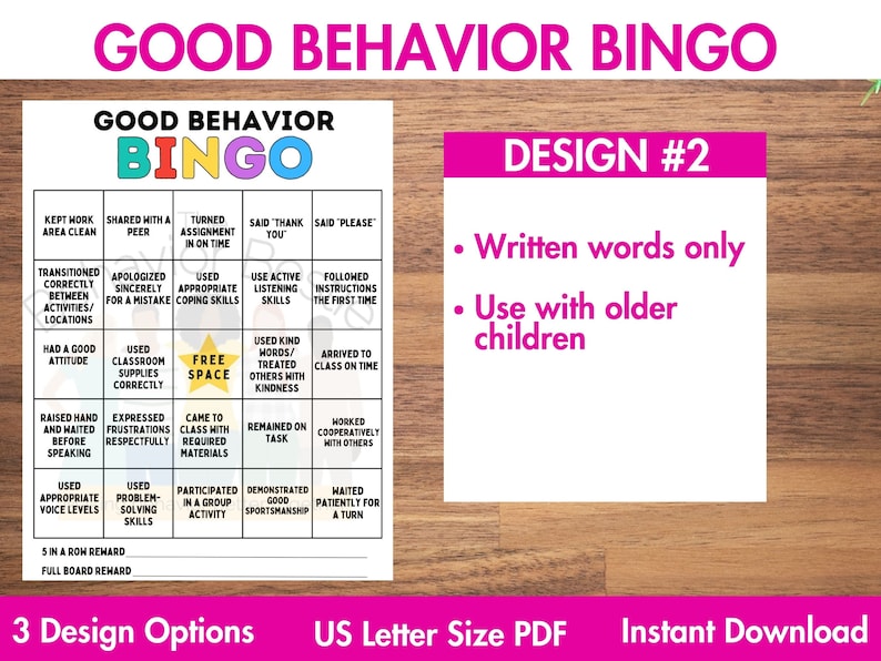 Classroom Behavior Bingo Whole Class Reward System Positive ...