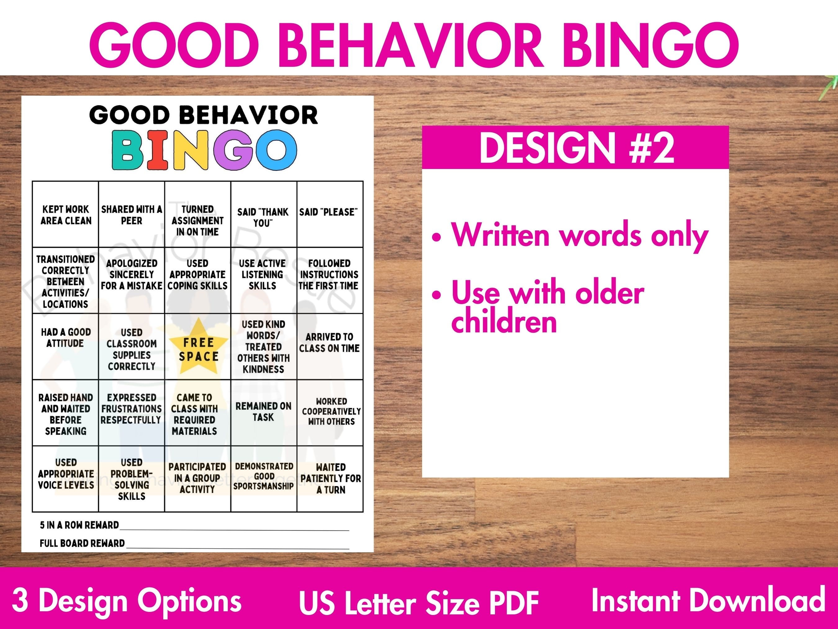 Classroom Behavior Bingo Whole Class Reward System Positive ...