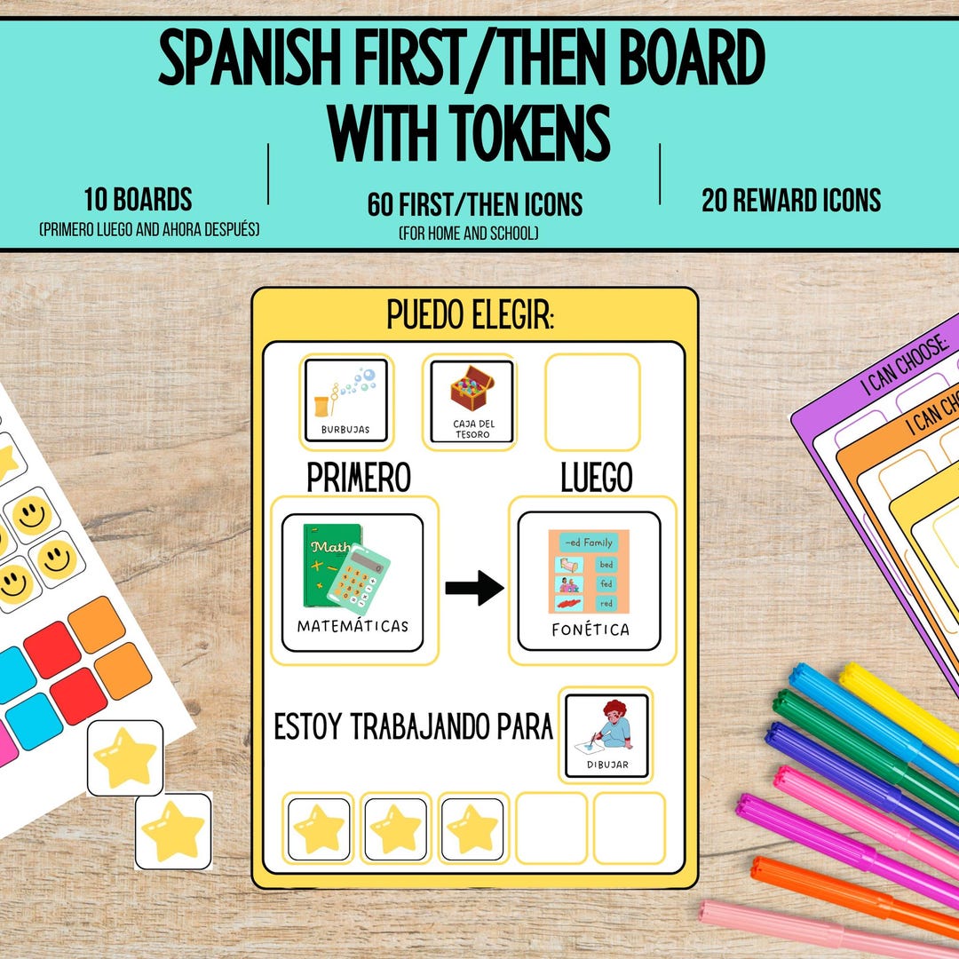 Spanish First-then Board: Autism Visual Supports With Tokens - Etsy