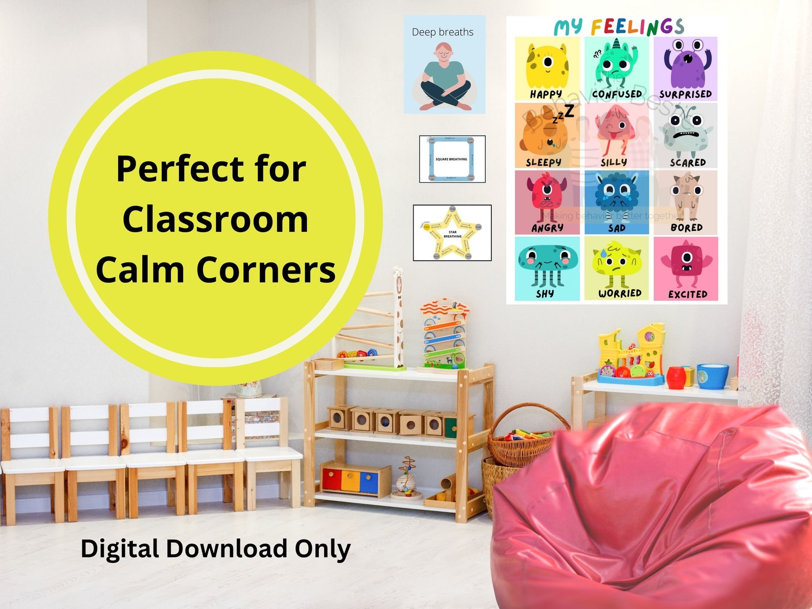 Cute Monster Feelings Chart Printable Emotions Chart Cute Monster ...