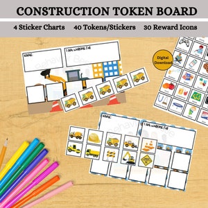 Printable Construction Token Board | Construction Sticker Chart ...