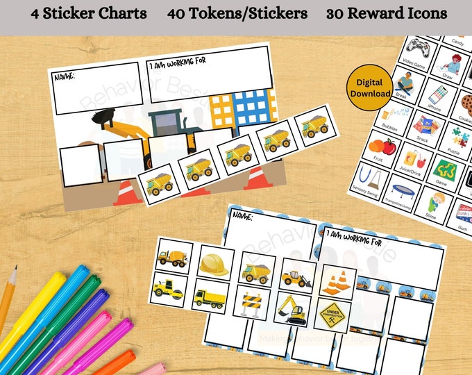 Construction Trucks Reward Chart, Token Board, Special Education, Potty ...