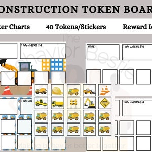 Printable Construction Token Board | Construction Sticker Chart ...