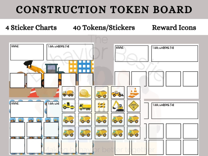 Printable Construction Token Board Construction Sticker Chart ...