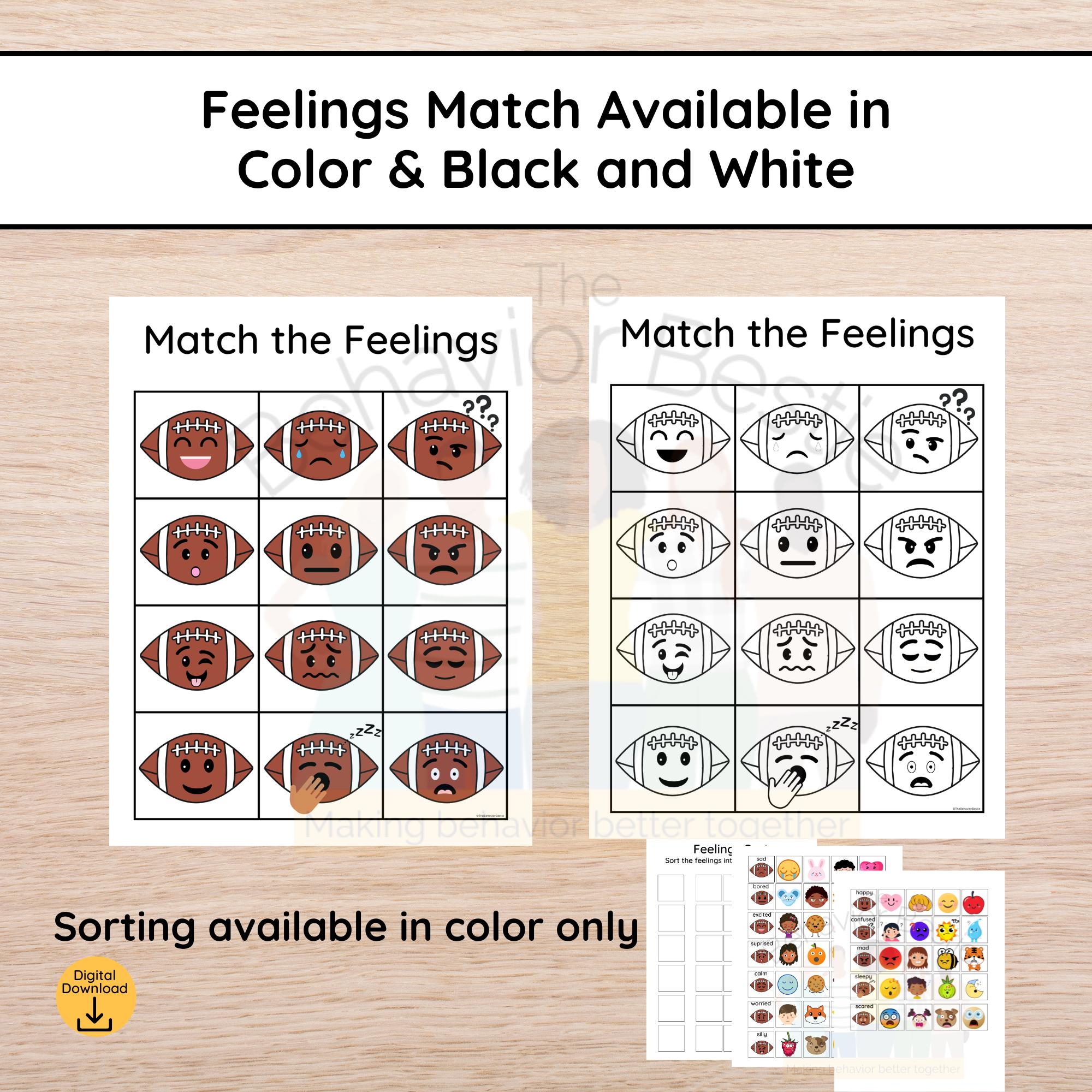 Football Feelings Match & Sort Activity (digital Download) - Etsy