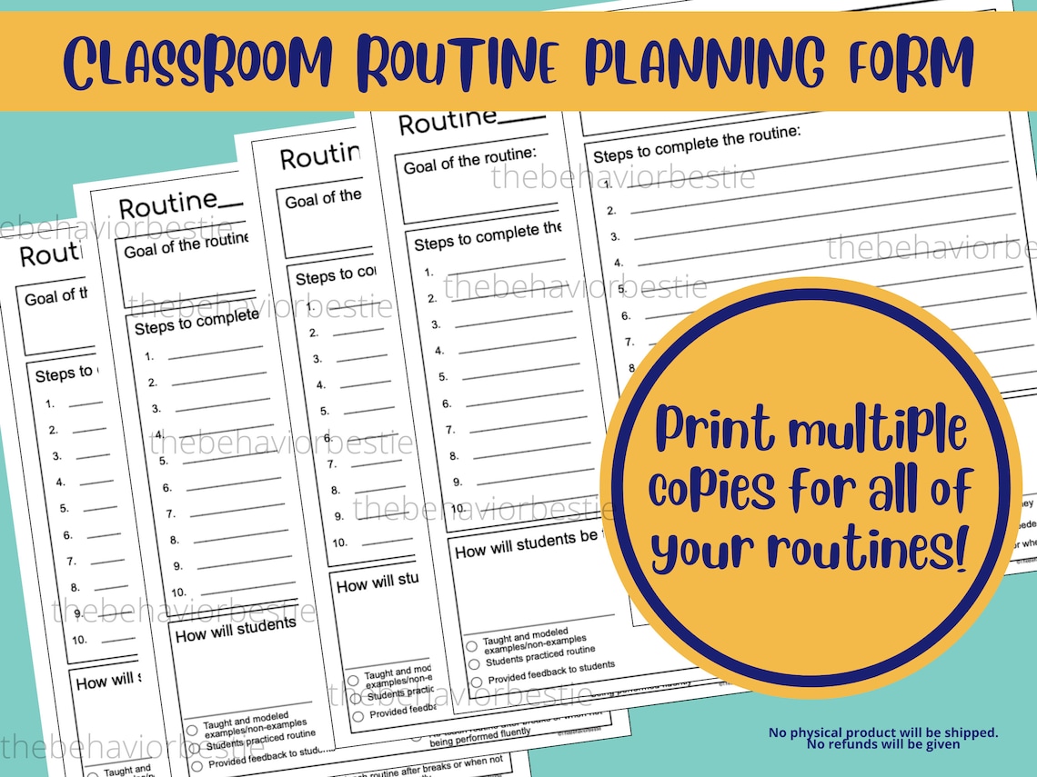 Editable Classroom Routine Planning Form Classroom Routine - Etsy