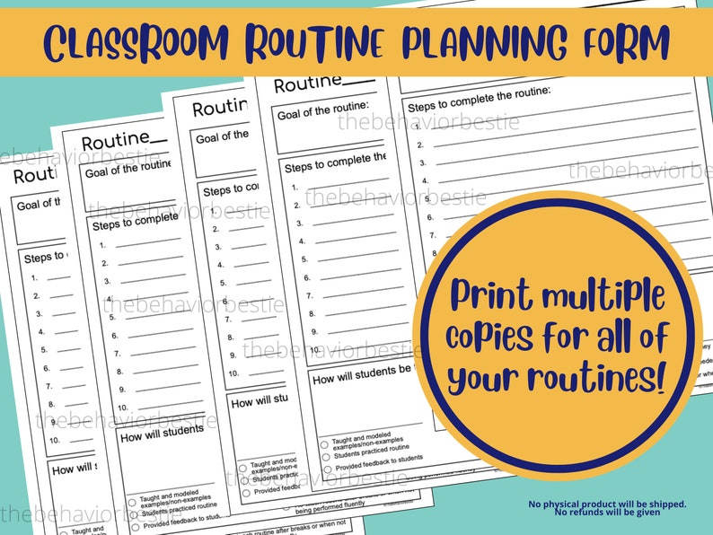 Editable Classroom Routine Planning Form Classroom Routine - Etsy