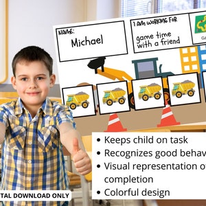 Printable Construction Token Board | Construction Sticker Chart ...