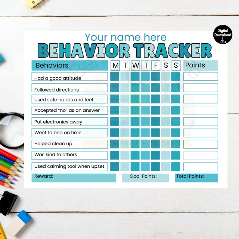 Editable Kids Behavior Chart: Reward Tracker (digital Download) - Etsy