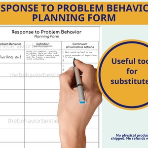 Problem Behavior Planning Form: Classroom Management (PDF & PPT) - Etsy