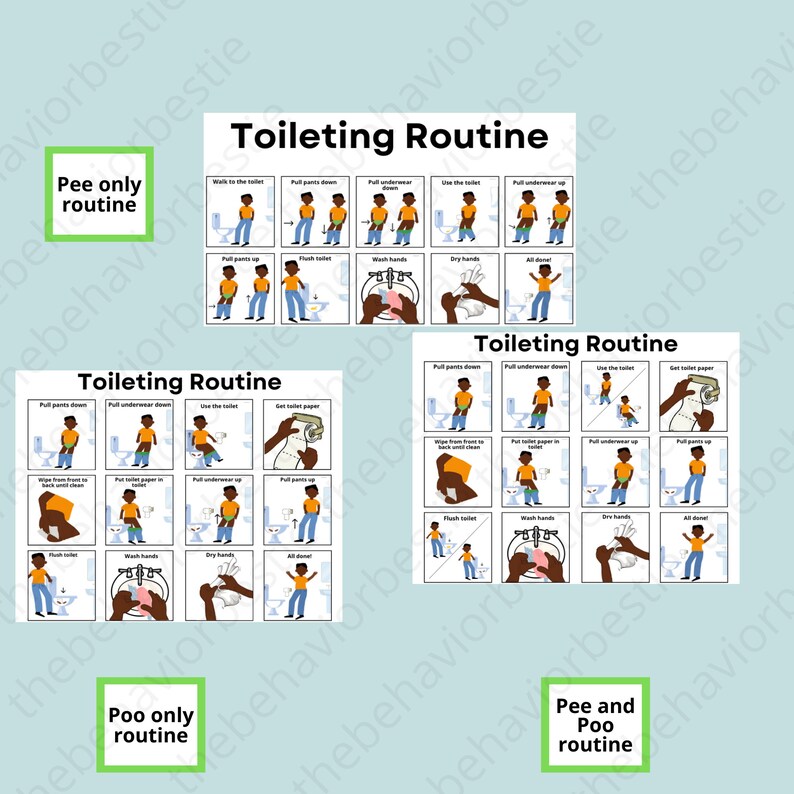 Boys Potty Training Visual Schedule: Bathroom Routine (digital Download ...