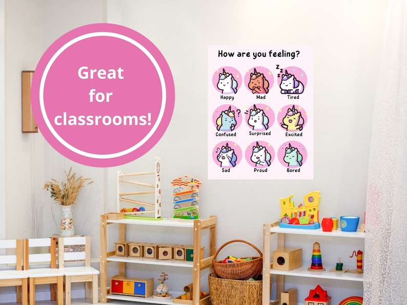 Unicorn Feelings Chart: Educational Emotions Print (digital Download ...
