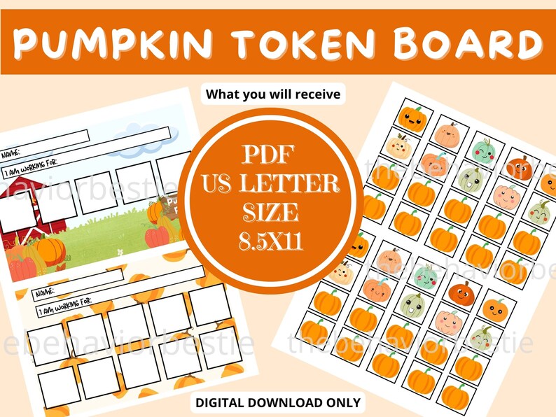 Pumpkin Token Board | Digital Reward Chart | Fall Themed Token Board ...