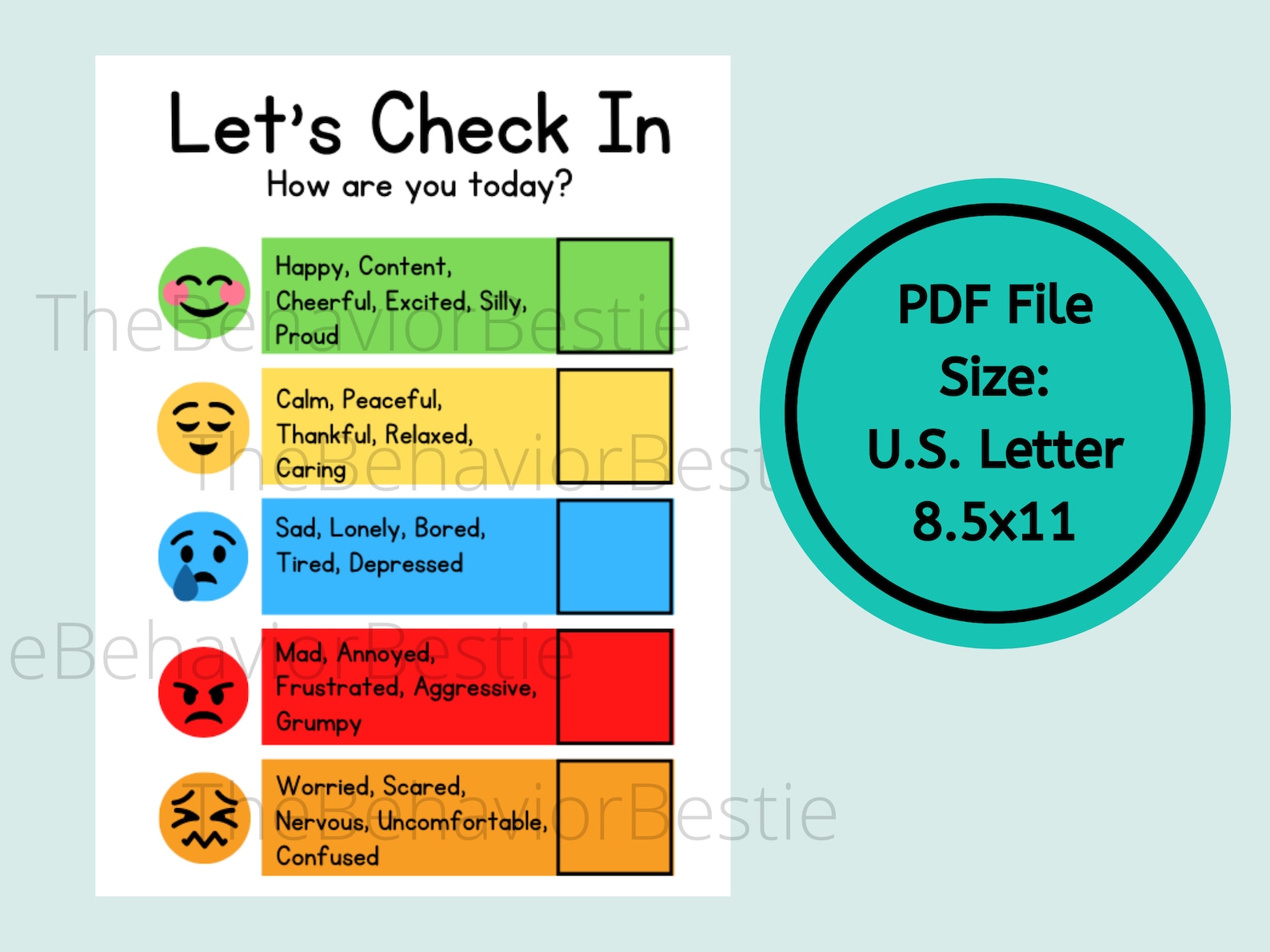 Editable Emotions Check-in Feelings Check in Daily - Etsy