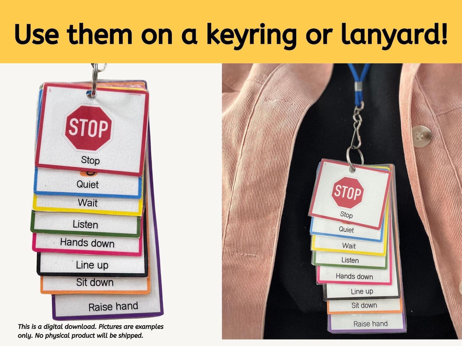 Visual Behavior Cue Cards for Kids: Keyring/lanyard (digital Download ...