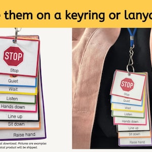 Visual Behavior Cue Cards for Kids: Keyring/lanyard (digital Download ...