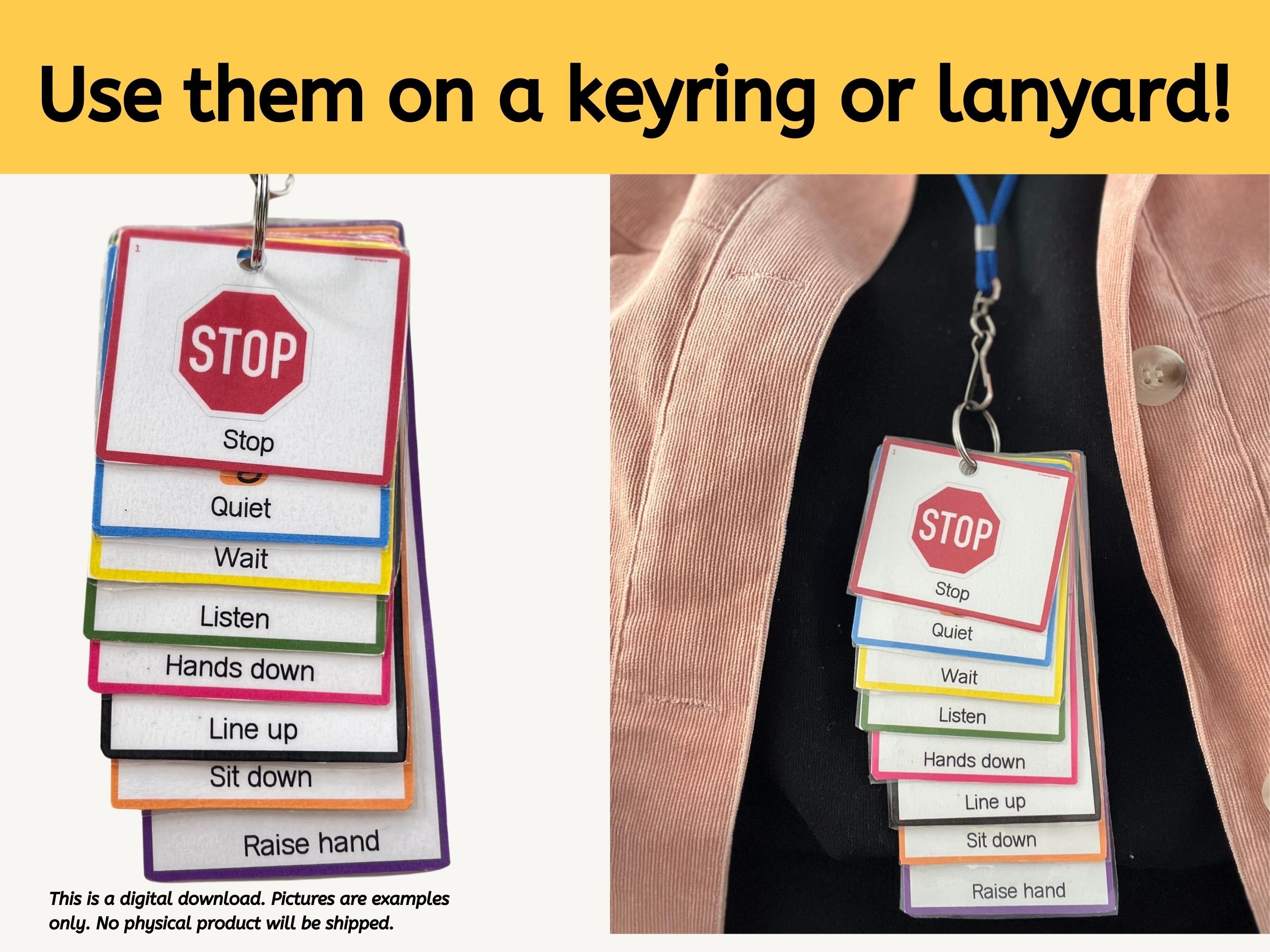 Behavior Cue Cards Keyring/lanyard Cards /digital Visual Cues - Etsy Canada