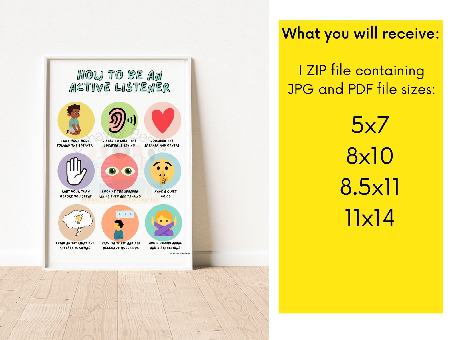 Active Listening Skills Poster: Classroom Bulletin Board (digital ...