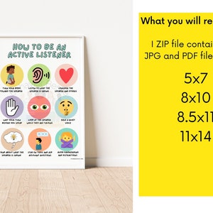 Active Listening Skills Poster: Classroom Bulletin Board (digital ...