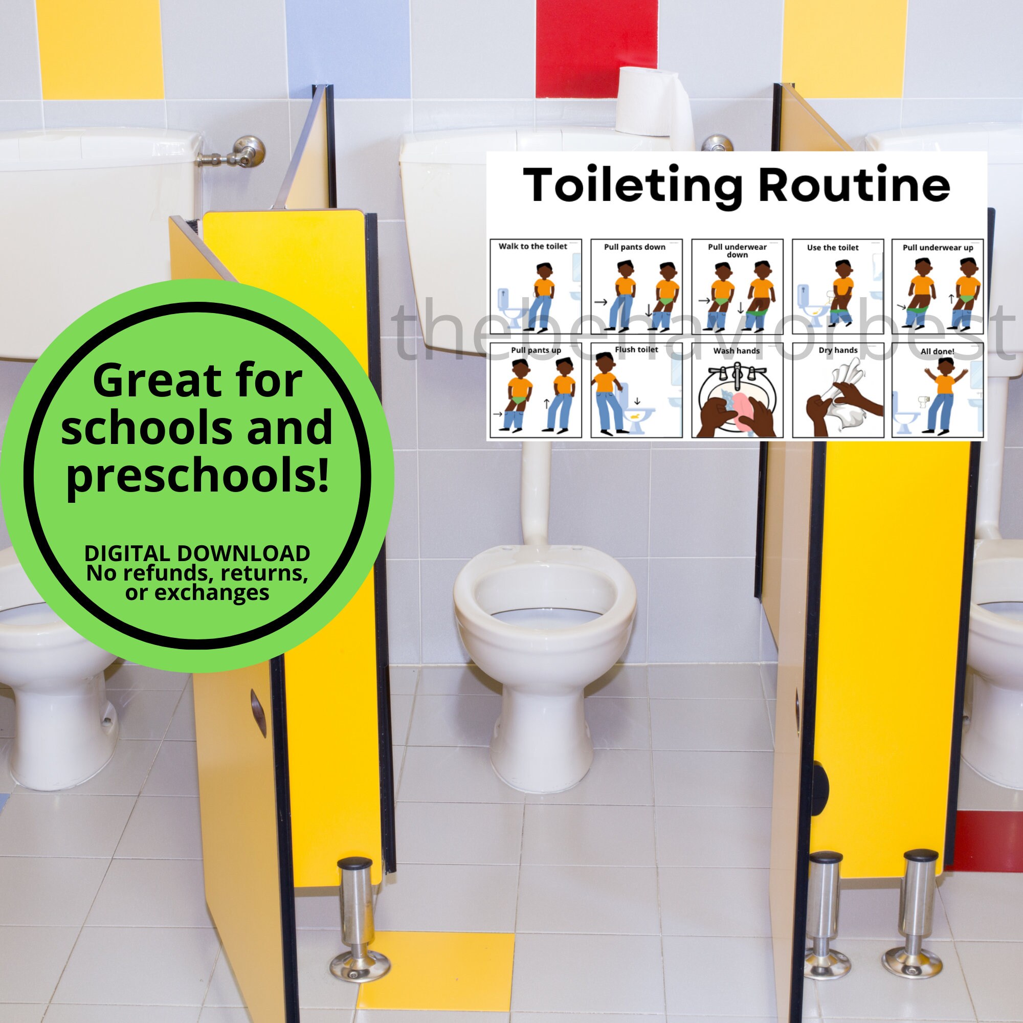 Boys Potty Training Visual Schedule: Bathroom Routine (digital Download ...
