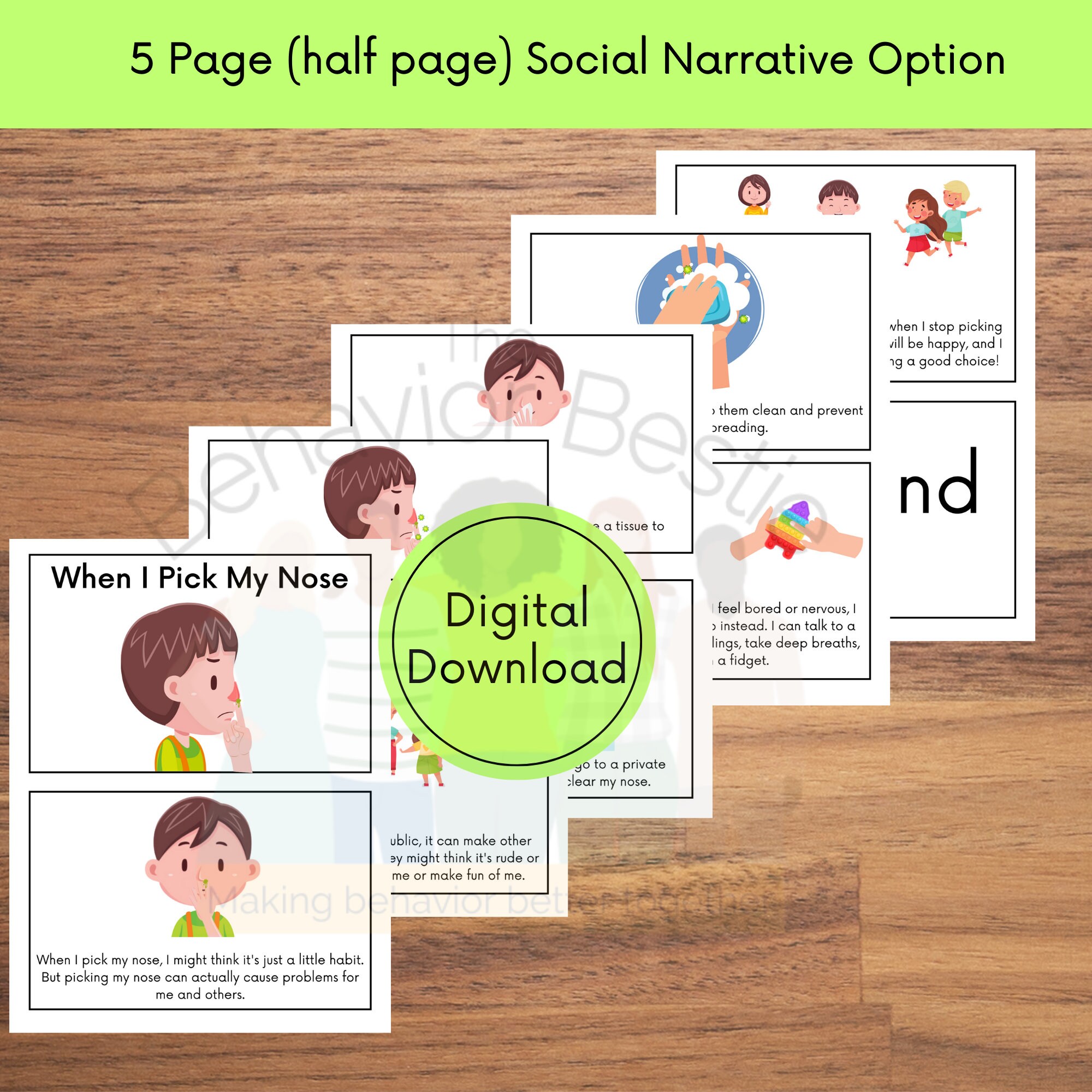 Picking Nose Social Skills Story, How to Stop Nose Picking Story for ...