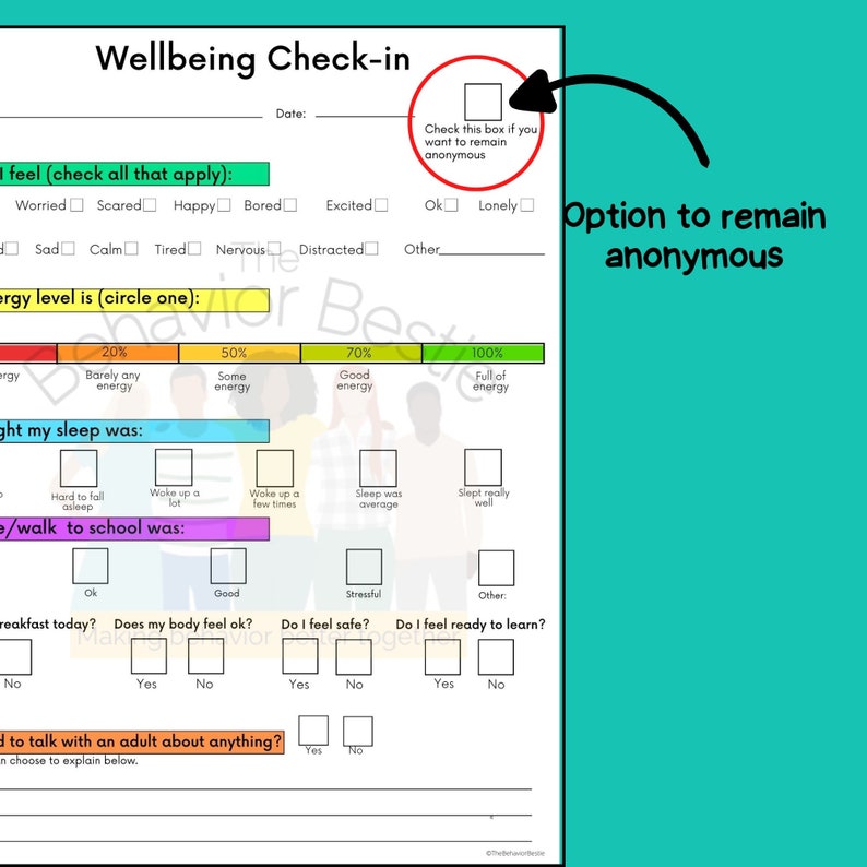 Teen Mental Health Check-in: Editable Student Wellness (PDF ...