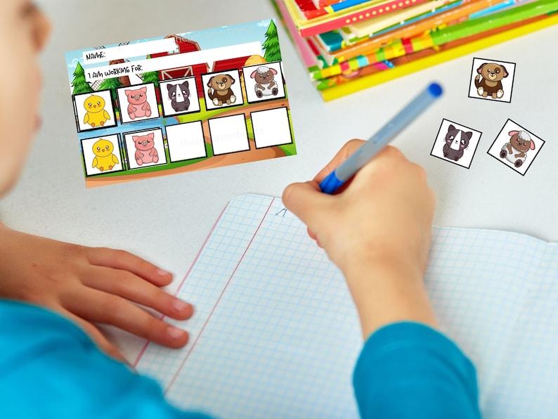 Cute Animals Token Board Digital Animals Reward Chart Farm Animals ...